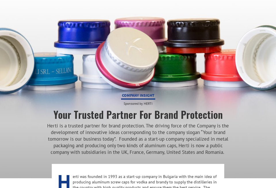 HERTI Company Insight - just-drinks magazine | Issue 39 | November 2021